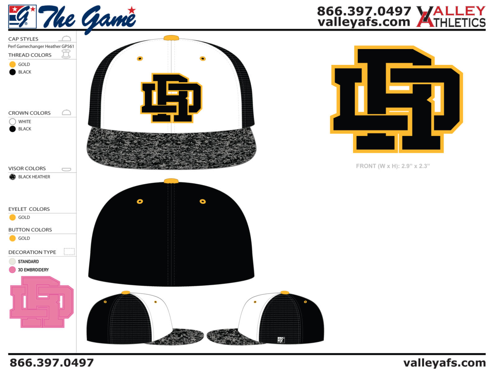 Black & Gold Hat Designs - Valley Athletics
